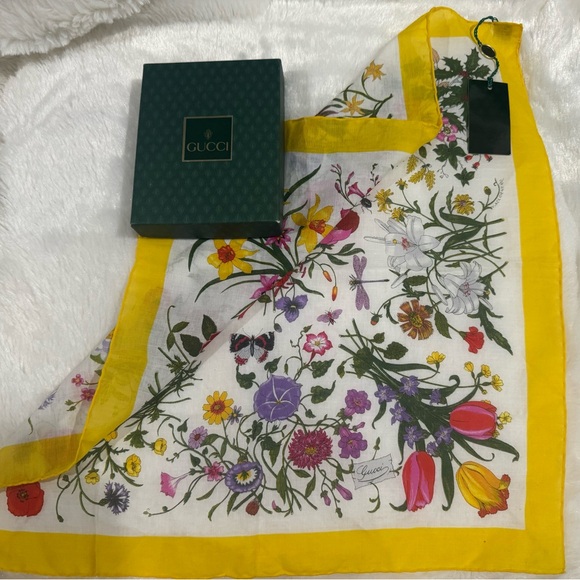 Gucci | Accessories | Vintage Gucci Cotton Scarfhandkerchief With ...